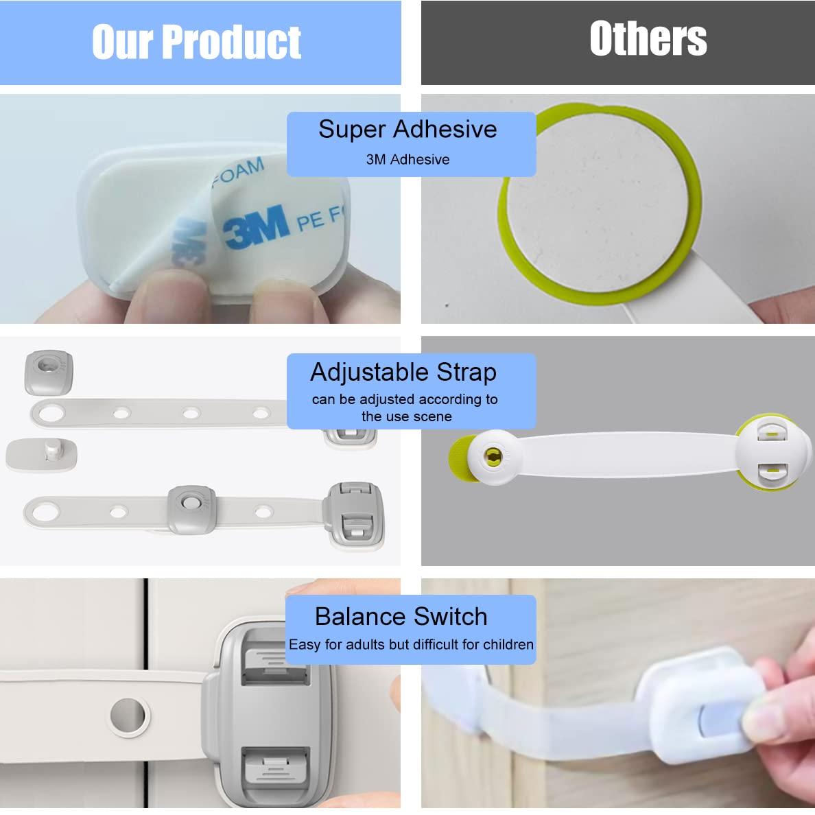 Fridge Locks for Kids - Child Proof Safety Cabinet Lock with 3M ...
