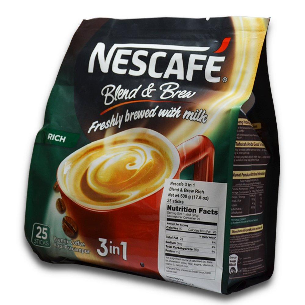 Nescaf 3 in 1 RICH Instant Coffee - Premium Quality Coffee Sticks from Nestl Malaysia - 25 Count ...