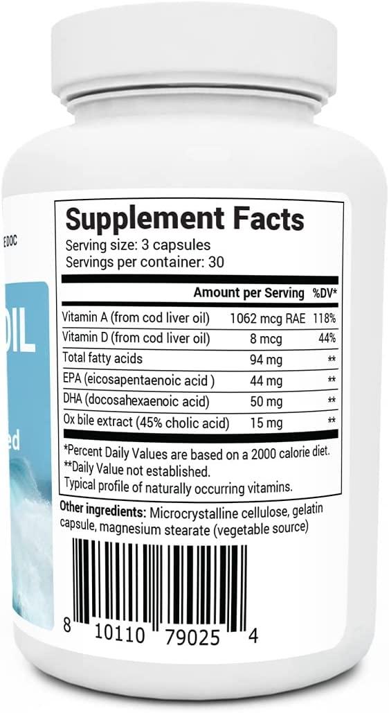 Dr. Berg's Cod Liver Oil Capsules: Omega-3 DHA & EPA for Heart, Brain ...