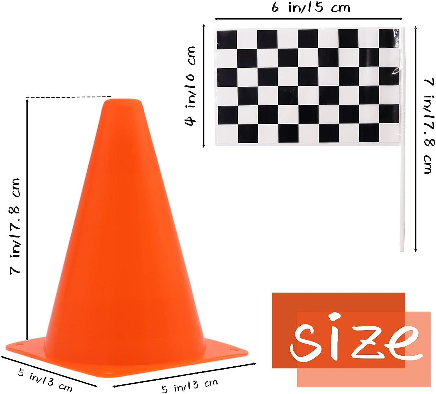 40 Pcs Panxxsen Traffic Cones & Racing Checkered Flags Set - Great for ...