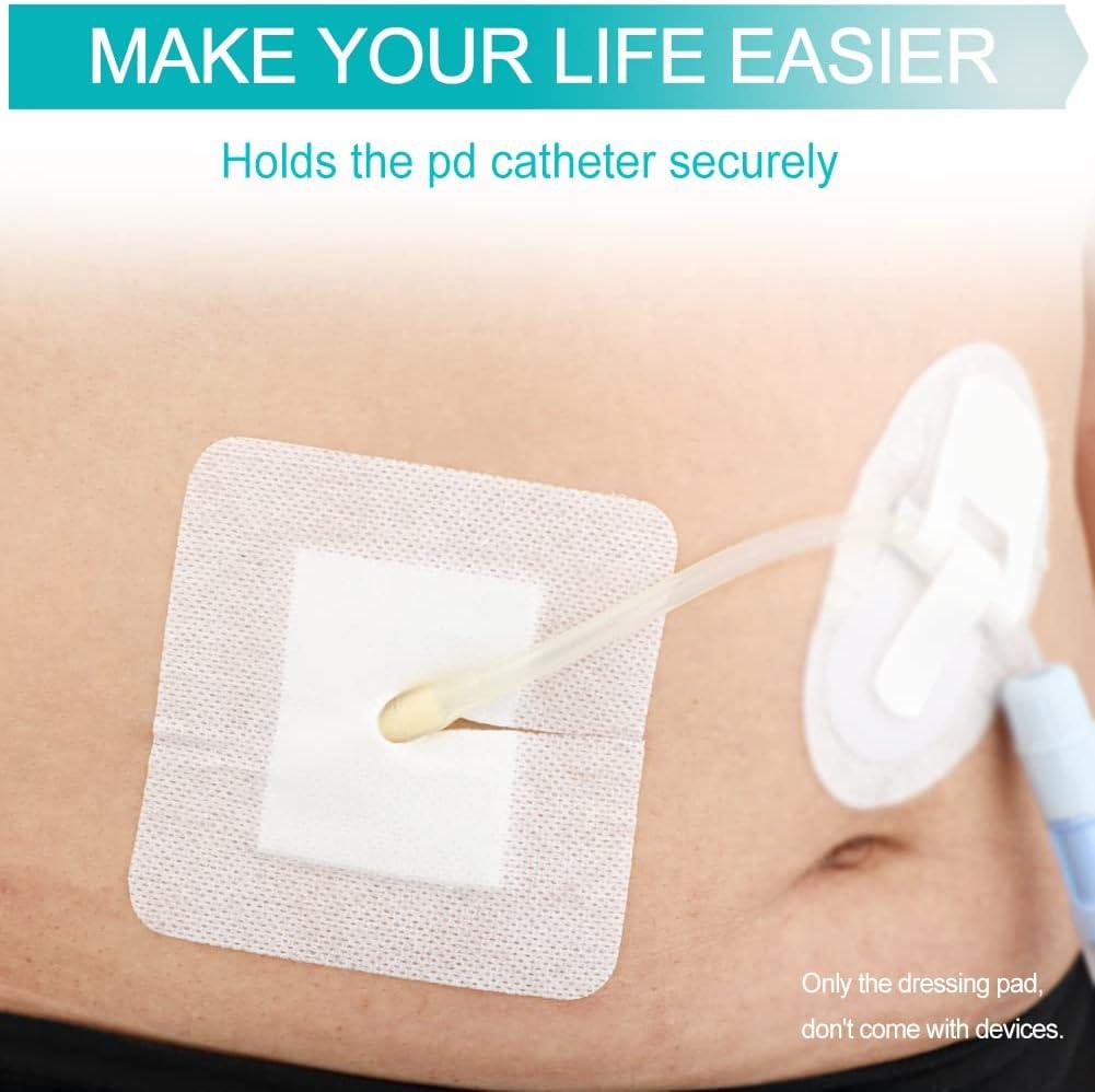 Feeding Tube Adhesive Wound Dressing - 4"x4" Bandage for PEG GJ & Supra ...