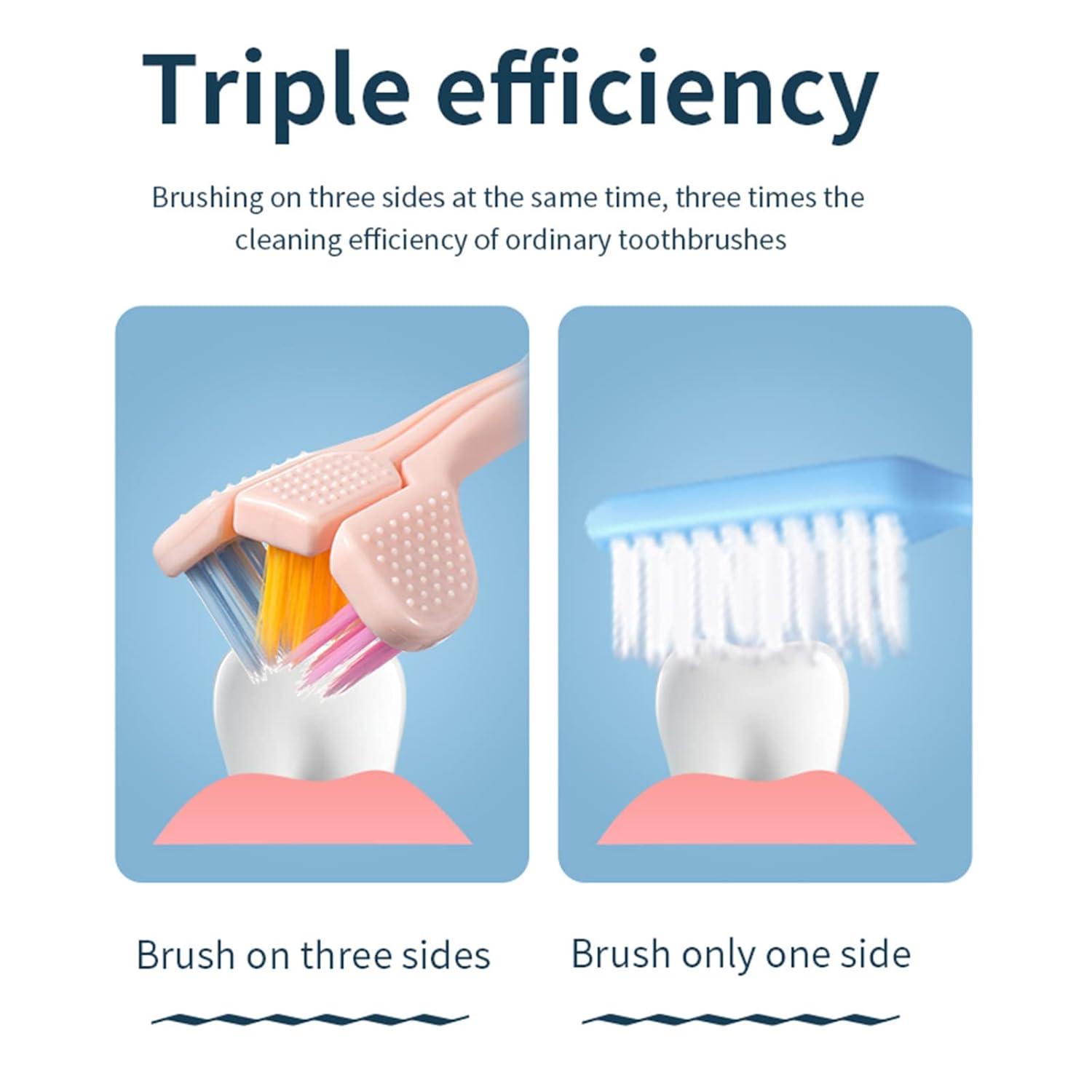 3-Piece V-Shaped Three-Sided Toothbrush Set for Adults | Gentle All ...
