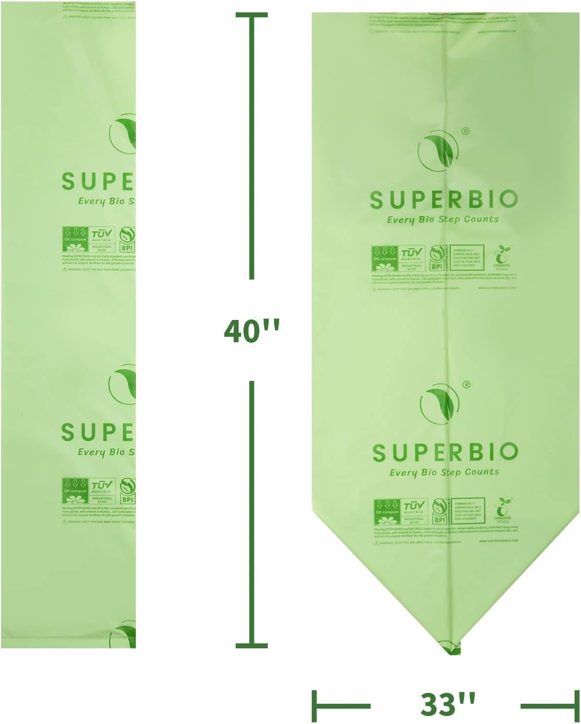 SuperBio 33 Gallon Compostable Garbage Bags - 40 Count | BPI & OK ...