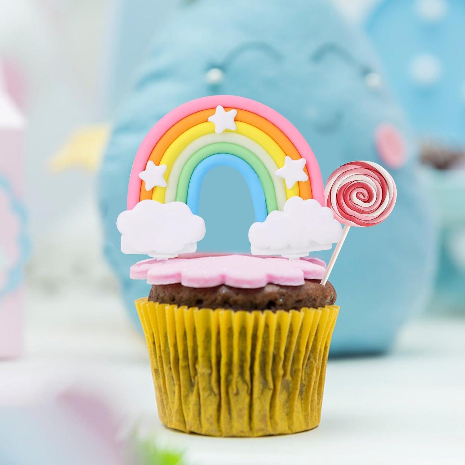 Rainbow Cake Topper Soft Pottery Rainbow Cake Decorations Colorful ...