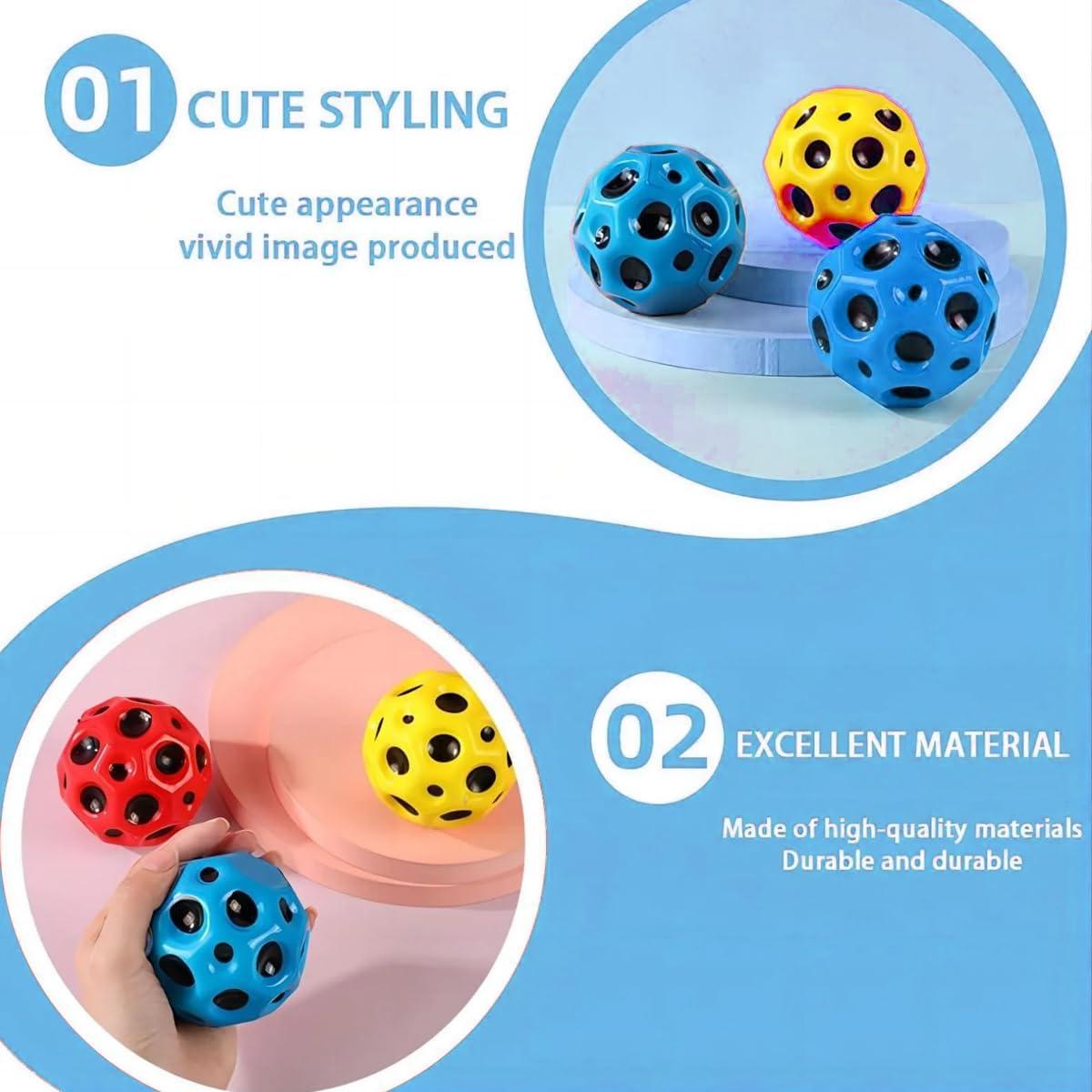 Byhotome Moon Ball Set - 6 High Jump Rubber Space Balls for Kids | 7cm ...