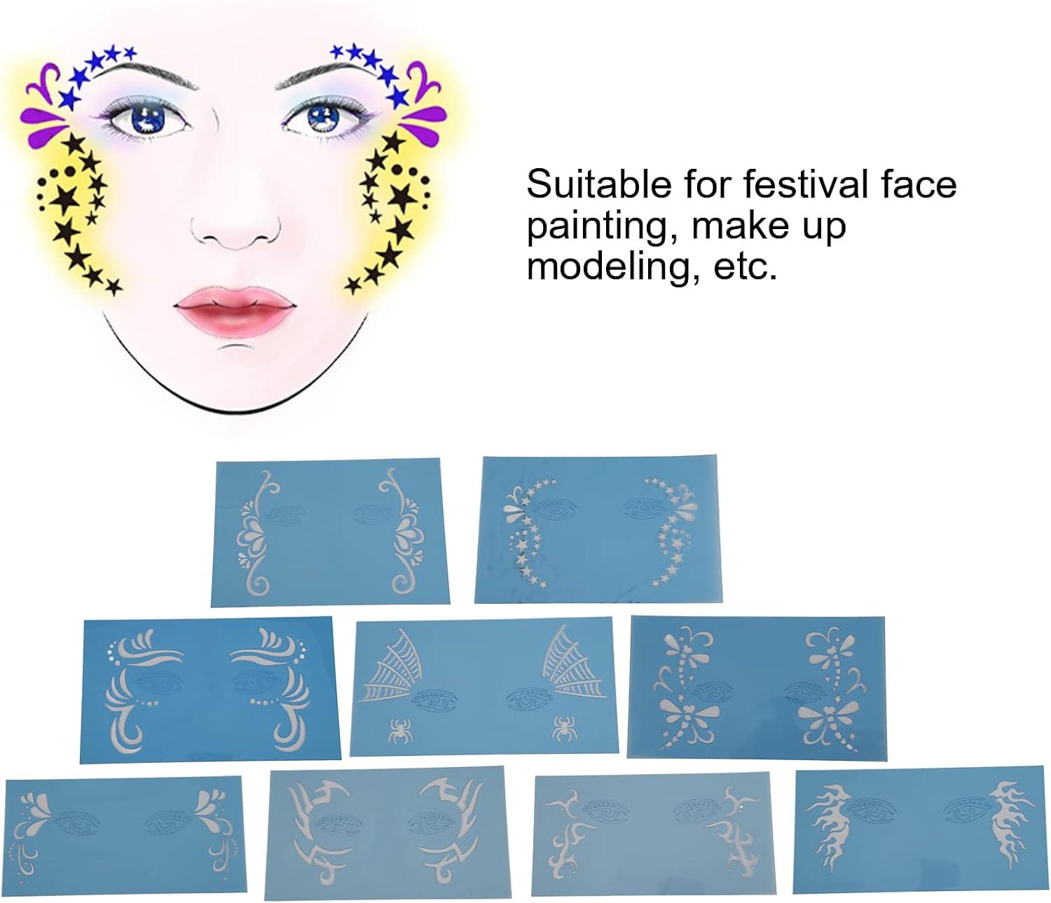 9 Sheets Reusable Makeup Stencils - Perfect for Festivals Birthdays ...