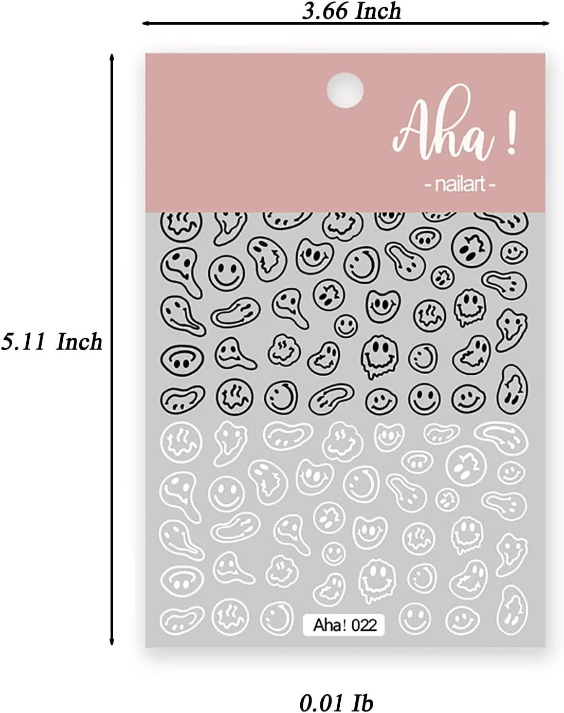 Abstract Smiling Face Nail Art Stickers - 3D Self-Adhesive Decals for ...