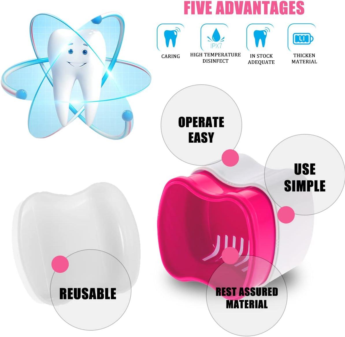 Buy Pink Prosthesis Box & Denture Bath Durable Storage & Cleaning ...