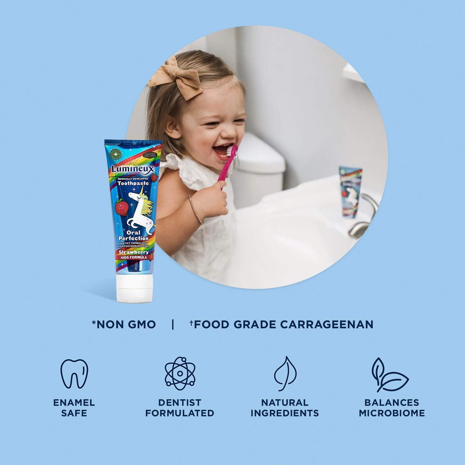 Lumineux Kids Toothpaste - Fluoride & SLS Free, Strawberry Flavor, Non ...