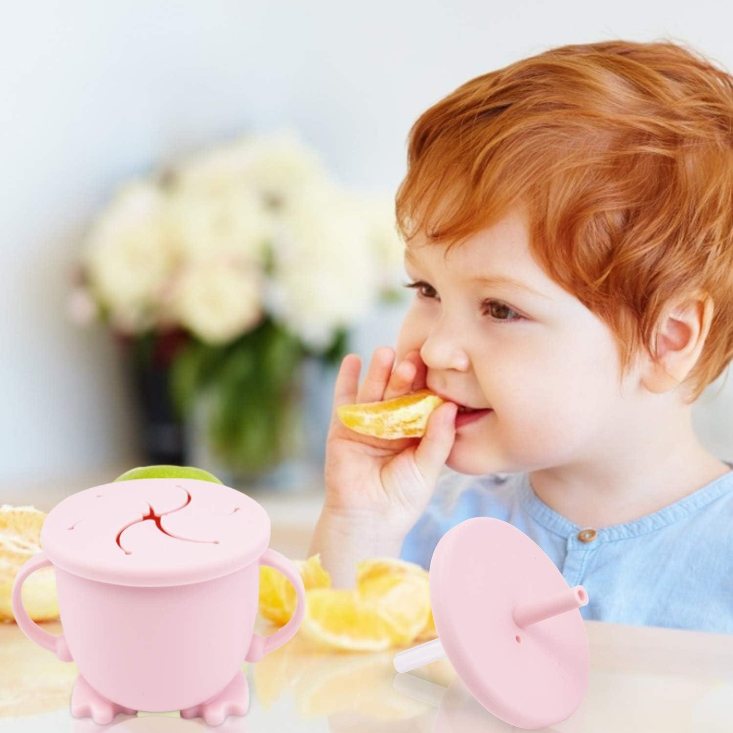 Linowos 2-in-1 Snack Cup & Spill-Proof Sippy Cup - Silicone Toddler ...