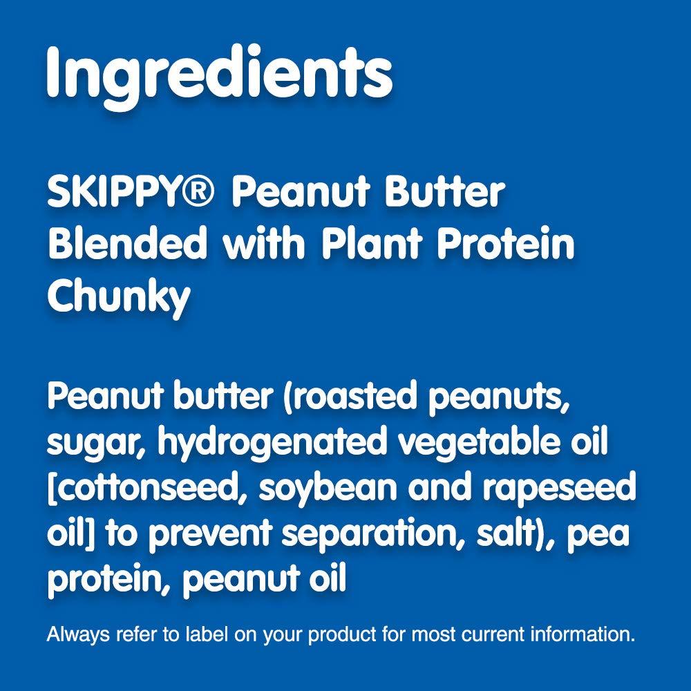 SKIPPY Peanut Butter Blended with Plant Protein, Chunky, 14 Ounce (Pack ...