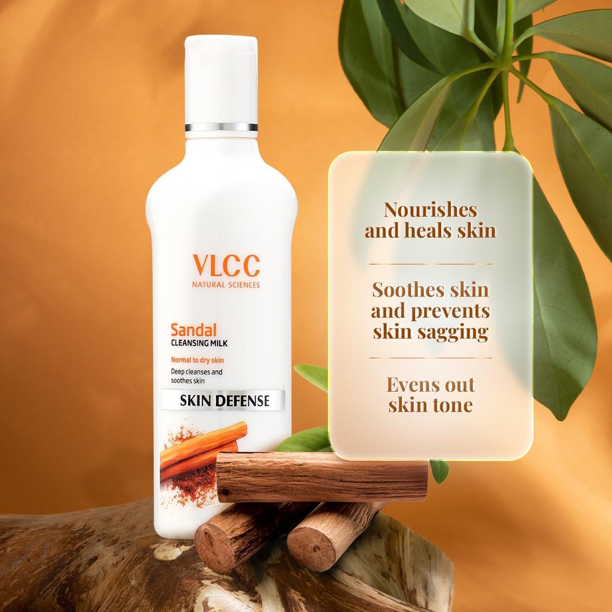 VLCC Sandal Cleansing Milk 100ml - Gentle Face Cleanser for Smooth Skin ...