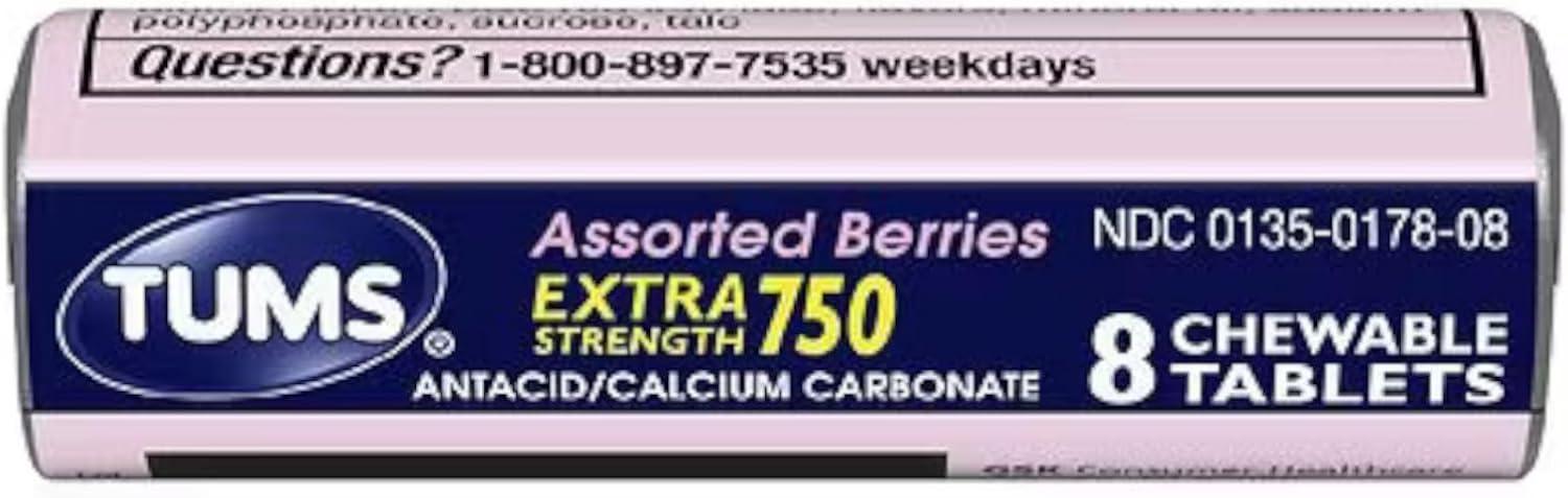 TUMS Antacid Calcium Carbonate Chewable Tablets Assorted Fruit Extra ...