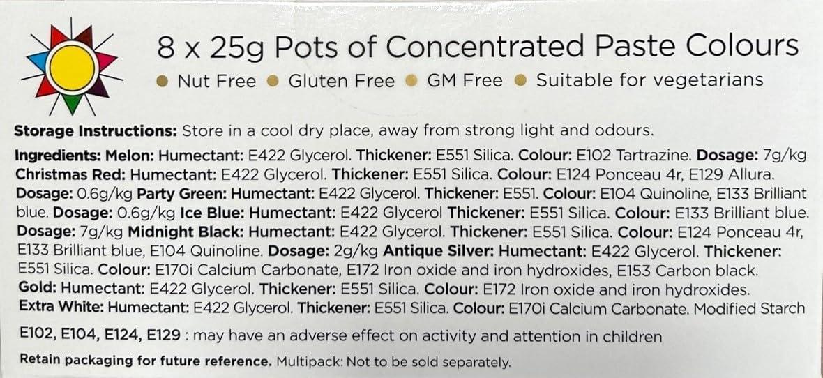 Sugarflair Ultimate Paste Collection Food Colouring Paste Collection 8 ...