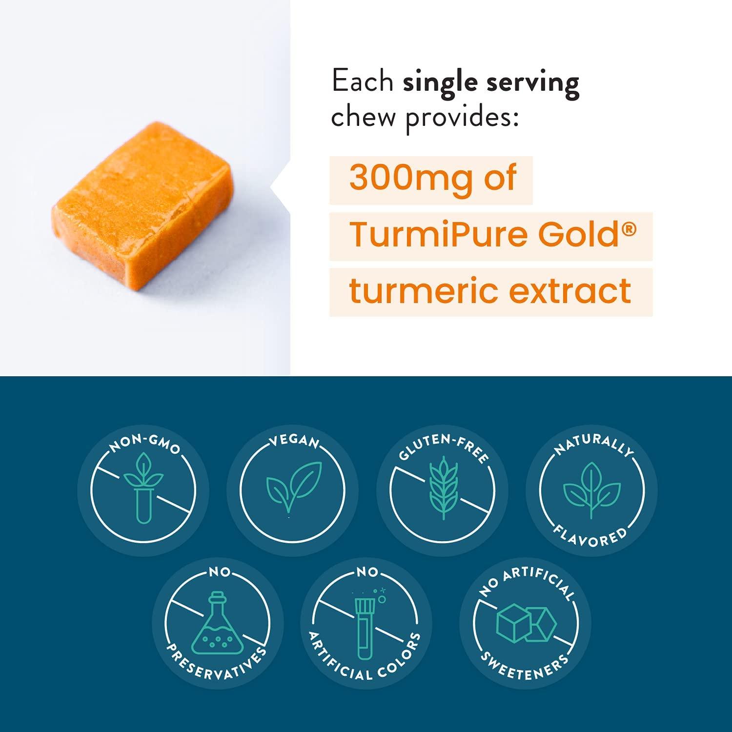 HumanN Turmeric Curcumin Chews Supplement - Orange Citrus Flavor | 30 ...