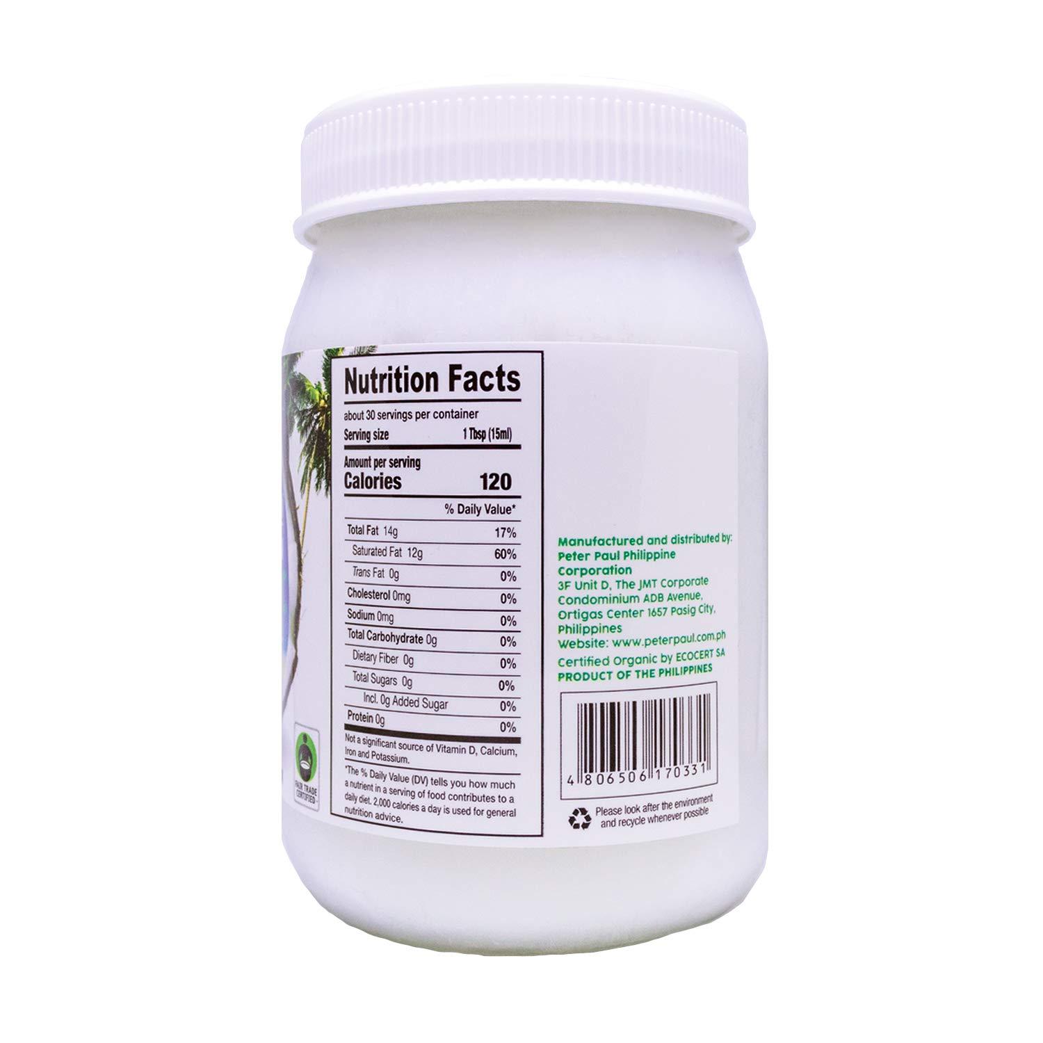 Organic Fair Trade Virgin Coconut Oil - 15 Fl Oz (Pack of 1) | Coco ...