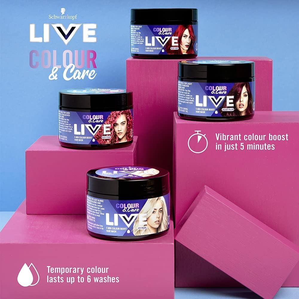 Schwarzkopf LIVE Colour & Care Hair Mask 5 Minute Wash Out Ruby Red Dye ...