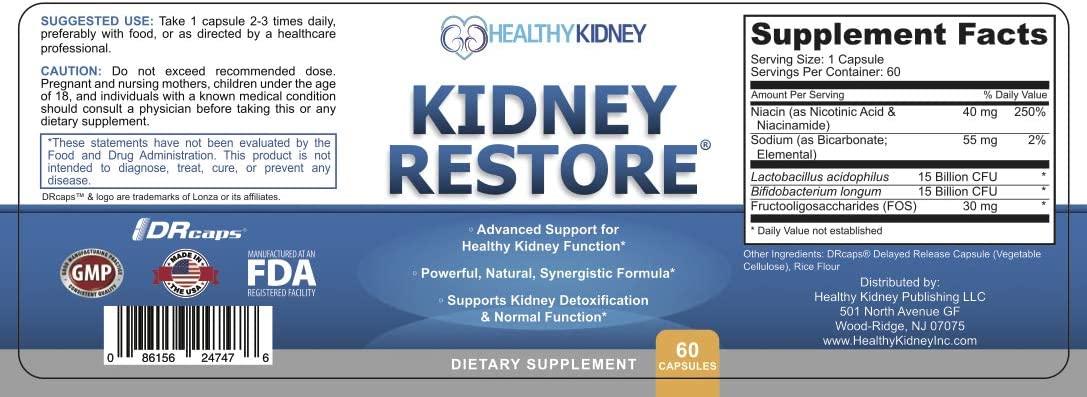 Kidney Restore - Kidney Cleanse & Health Supplement for Normal Kidney ...