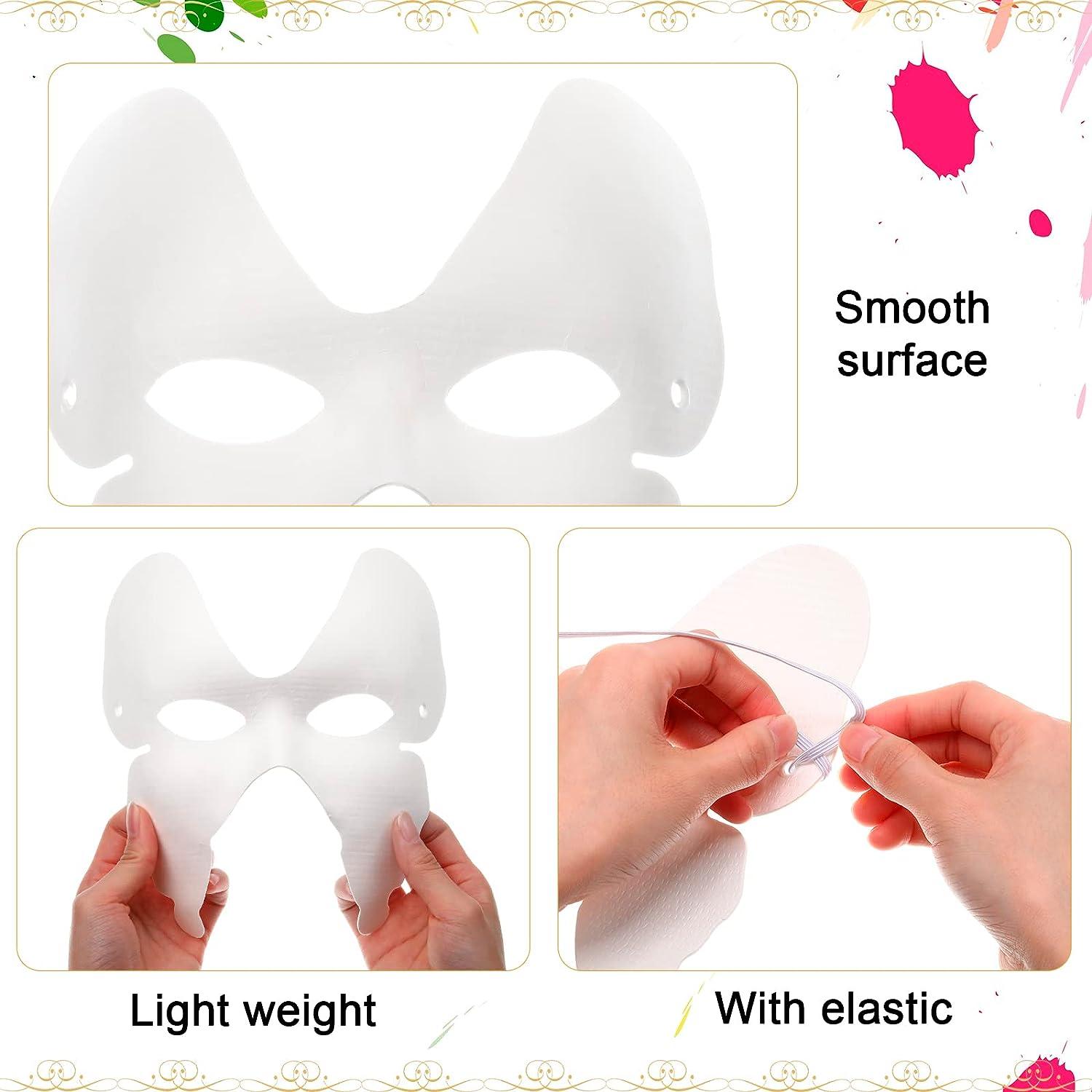 50 Pcs DIY Unpainted White Full Face Masquerade Paper Mache Masks - 10 ...