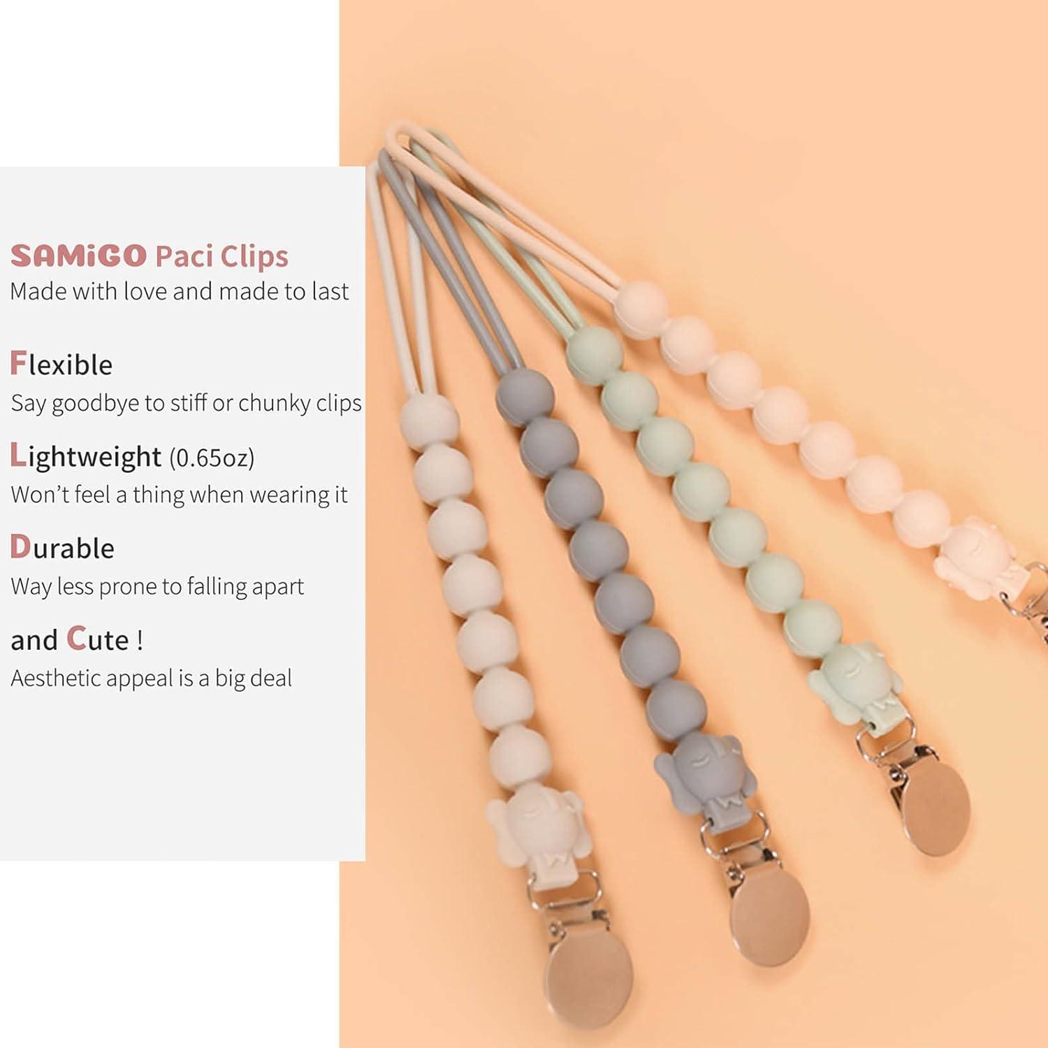 Mam Dummy Clip 2 Pcs - BPA Free Silicone Pacifier Holders in White Grey ...