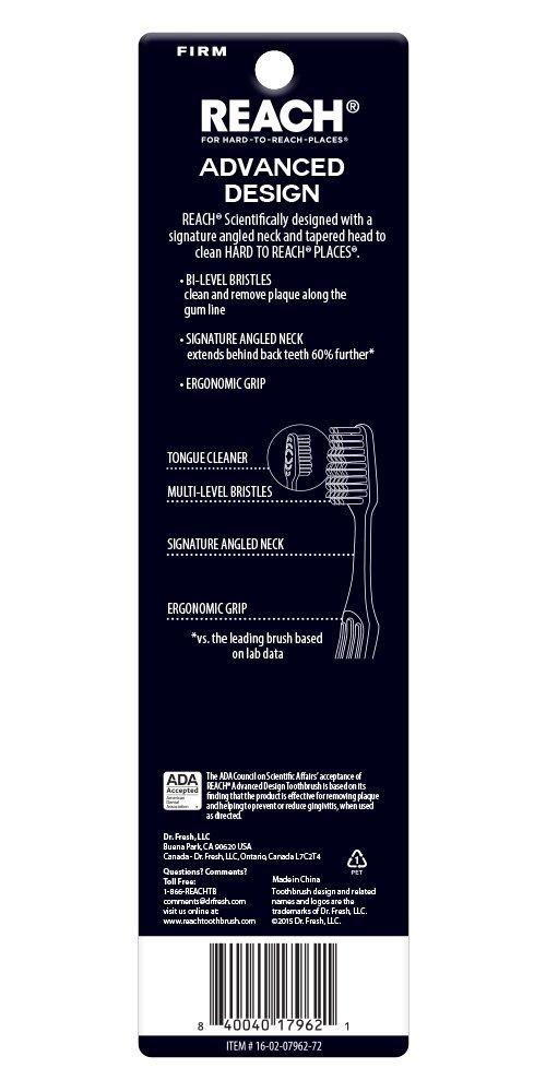 REACH Advanced Design Toothbrushes - Firm Bristles - 3 Pack (Colors ...