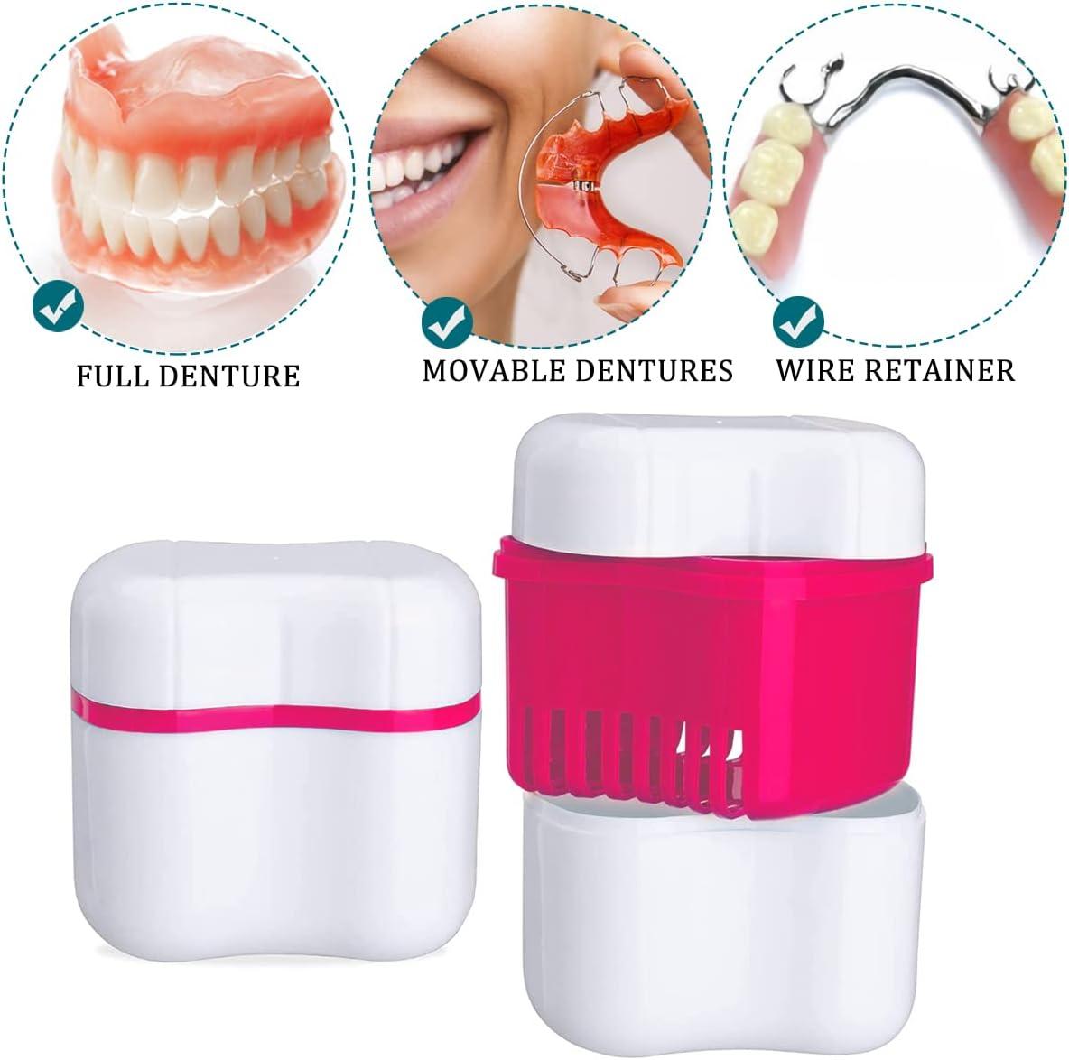 Buy Pink Prosthesis Box & Denture Bath Durable Storage & Cleaning ...