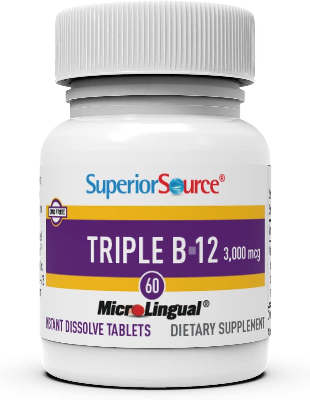 Superior Source Triple B12 3000 mcg Sublingual Tablets 60 Ct ...