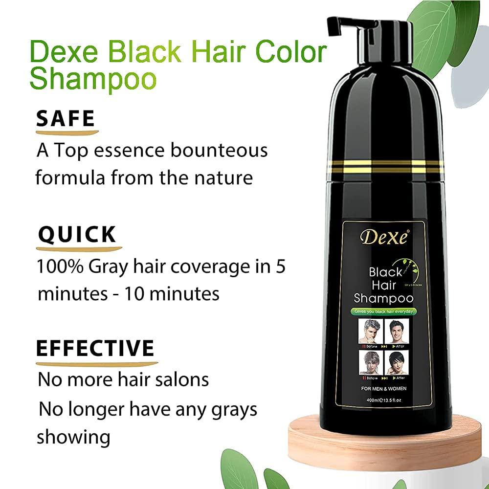 Dexe Instant Black Hair Shampoo 13.53 Fl Oz - Ammonia-Free 3-in-1 Hair ...