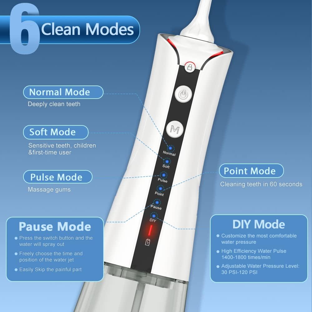 TUREWELL Cordless Water Flosser Rechargeable DIY Modes Oral Irrigator, 300ML Tank, IPX7 ...