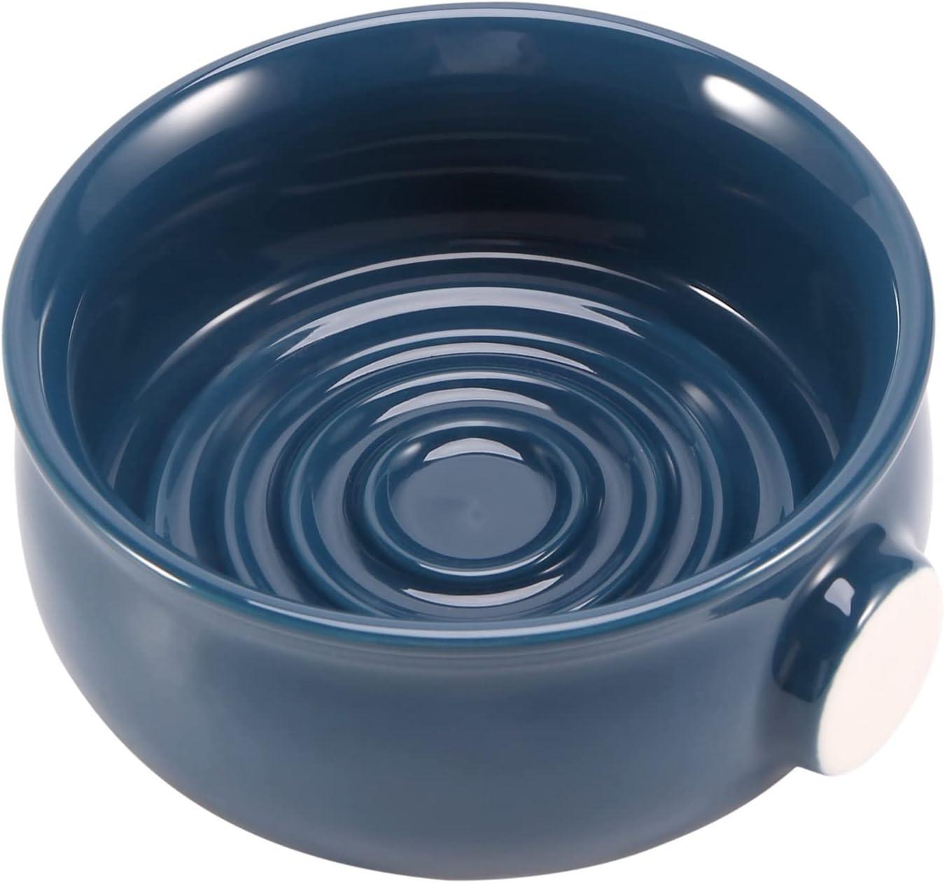 Edgar Ceramic Men's Shaving Mug Bowl - Dark Blue Wide Mouth for Shaving ...