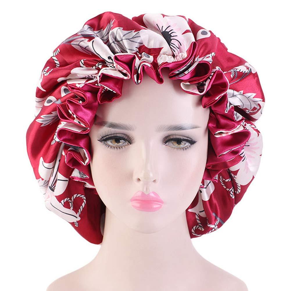 Large Double Layer Satin Bonnet Cap for Curly Hair Women - Hair Wrap ...