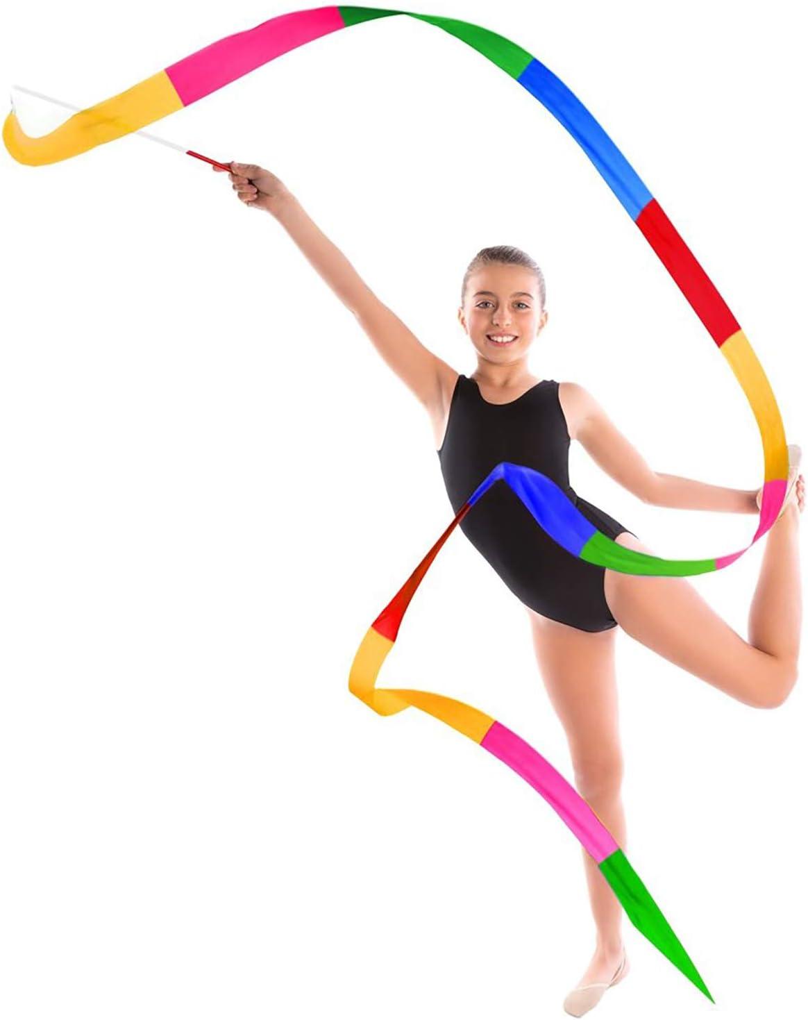 ANCIRS 4 Pack 2-Meter Dance Ribbons Rainbow Streamers for Kids ...