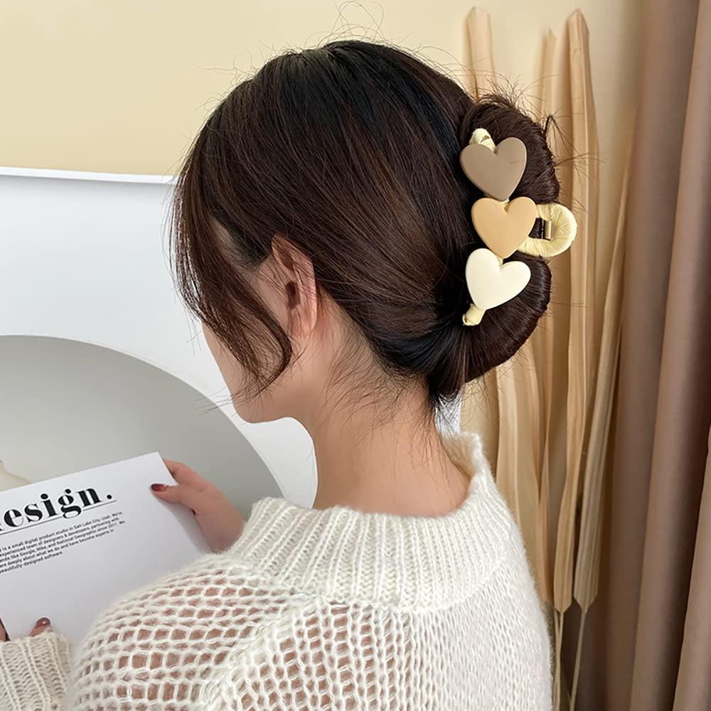 Sweet Heart Shape Acrylic Hair Claw Crab Clip for Women and Girls ...