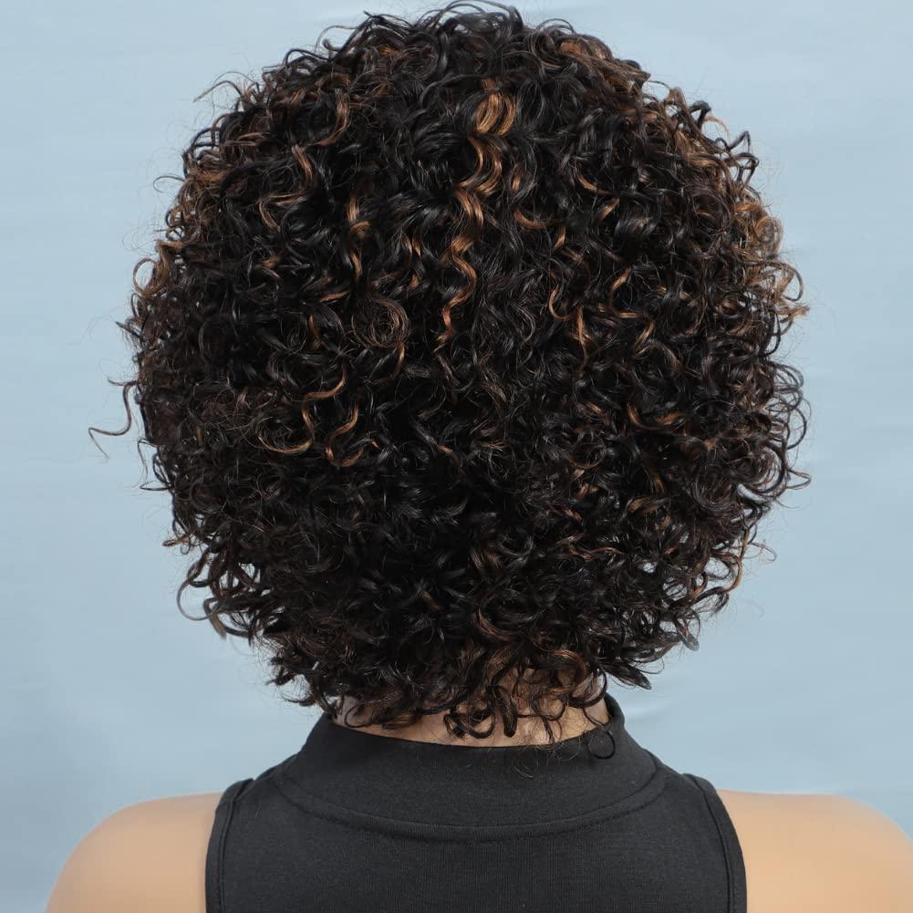 UDU Ombre Short Curly Human Hair Wig | Highlighted Piano Color Side ...