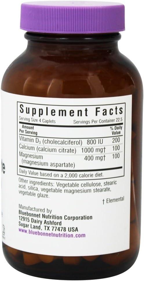Bluebonnet Calcium Citrate Magnesium Plus Vitamin D 90 Caps - Supports ...