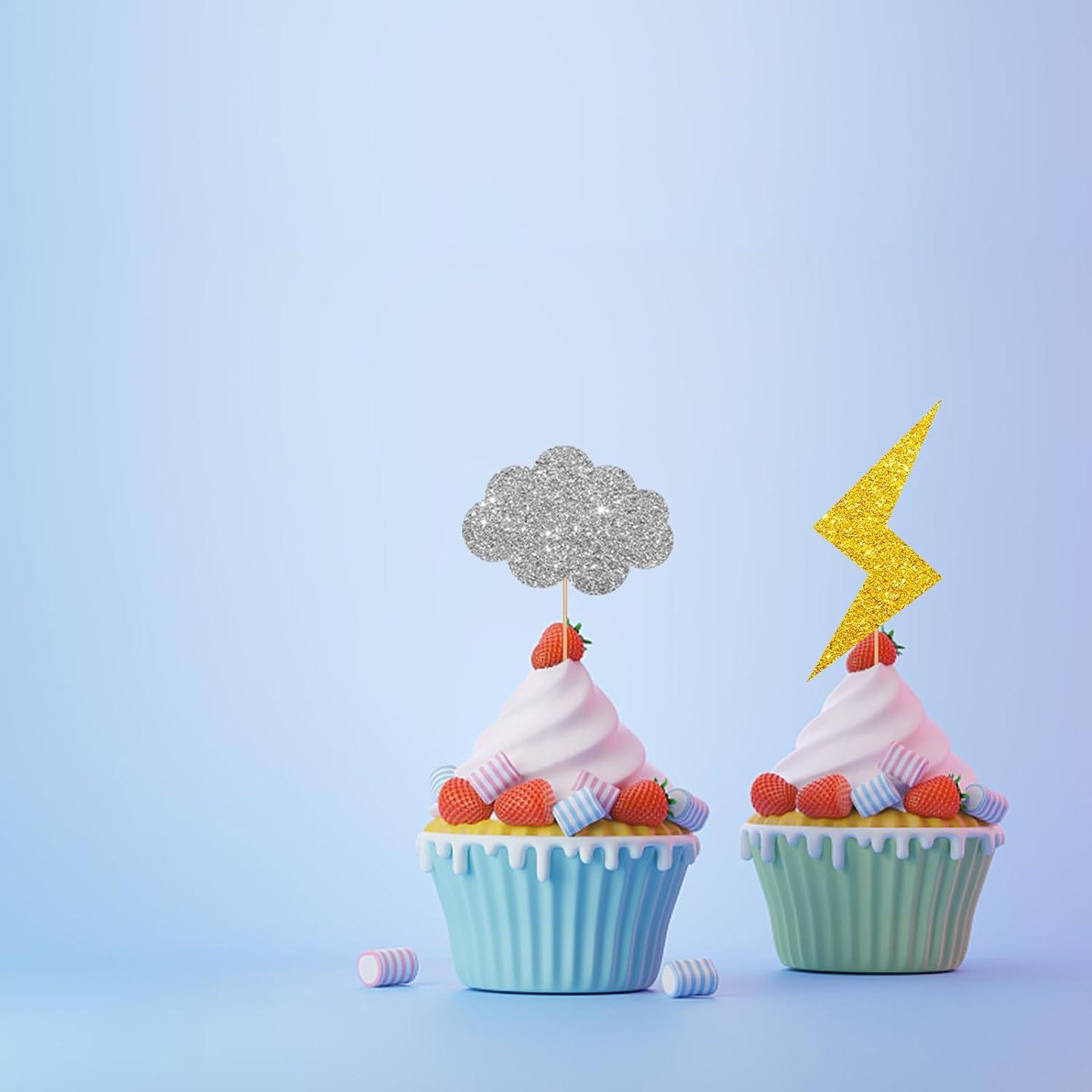 24pcs Tornado Cupcake Toppers Lightning Cupcake Toppers Colorful ...