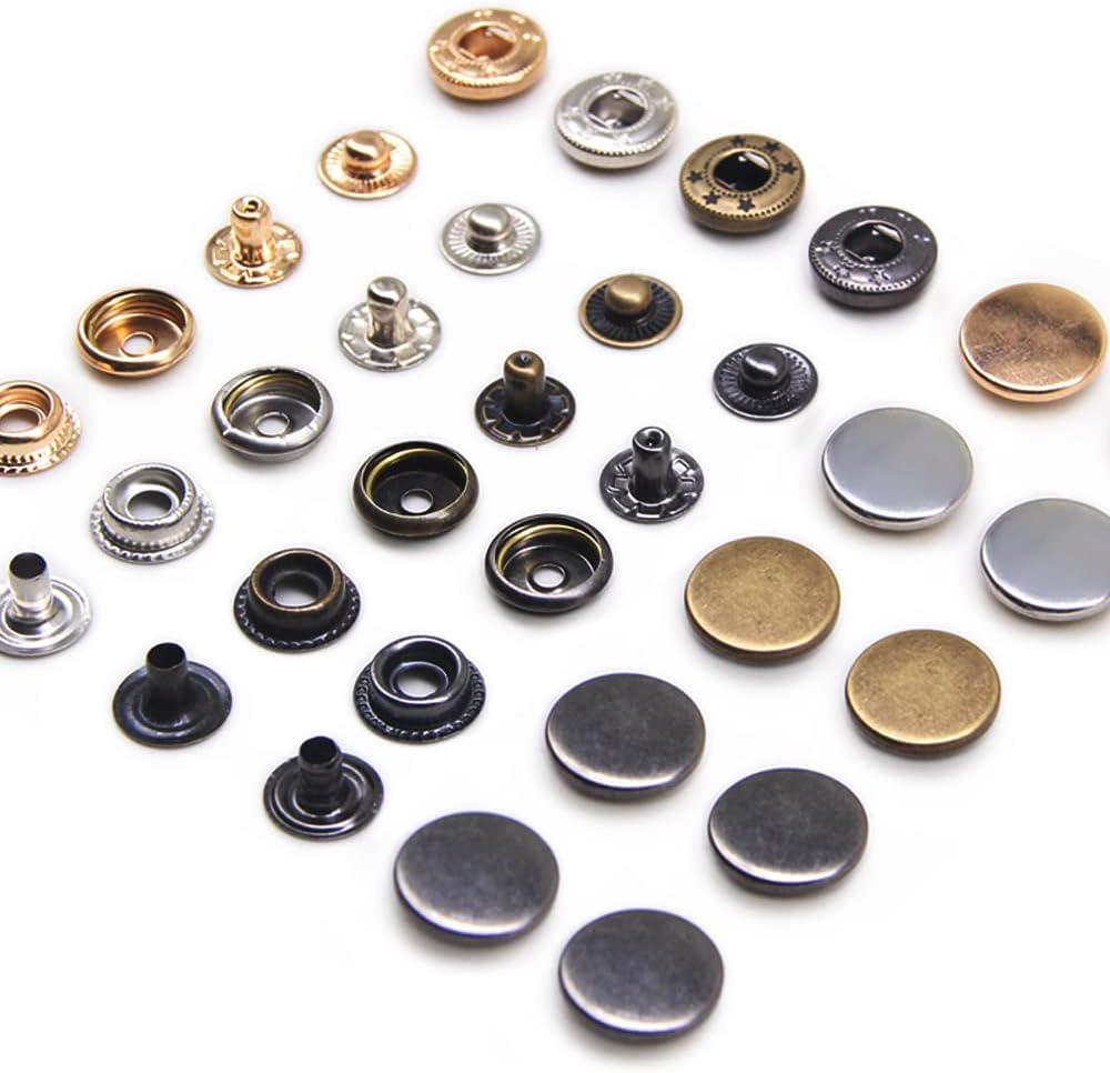 120 Set Leather Snap Fasteners Kit with 4 Setter Tools - 10/12.5/15mm ...