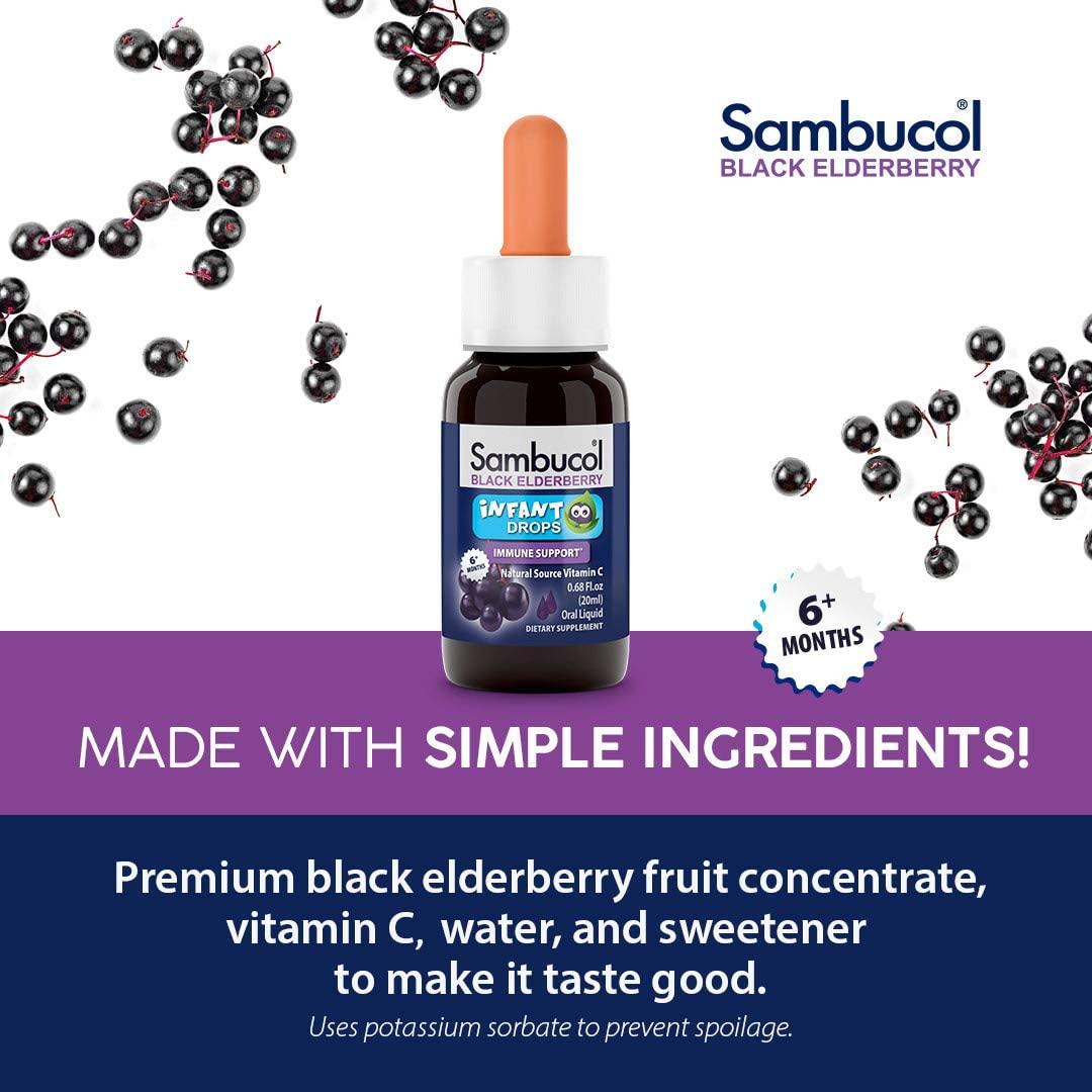 Sambucol Black Elderberry Infant Drops for 6+ Months | 0.68 fl oz (20 ...