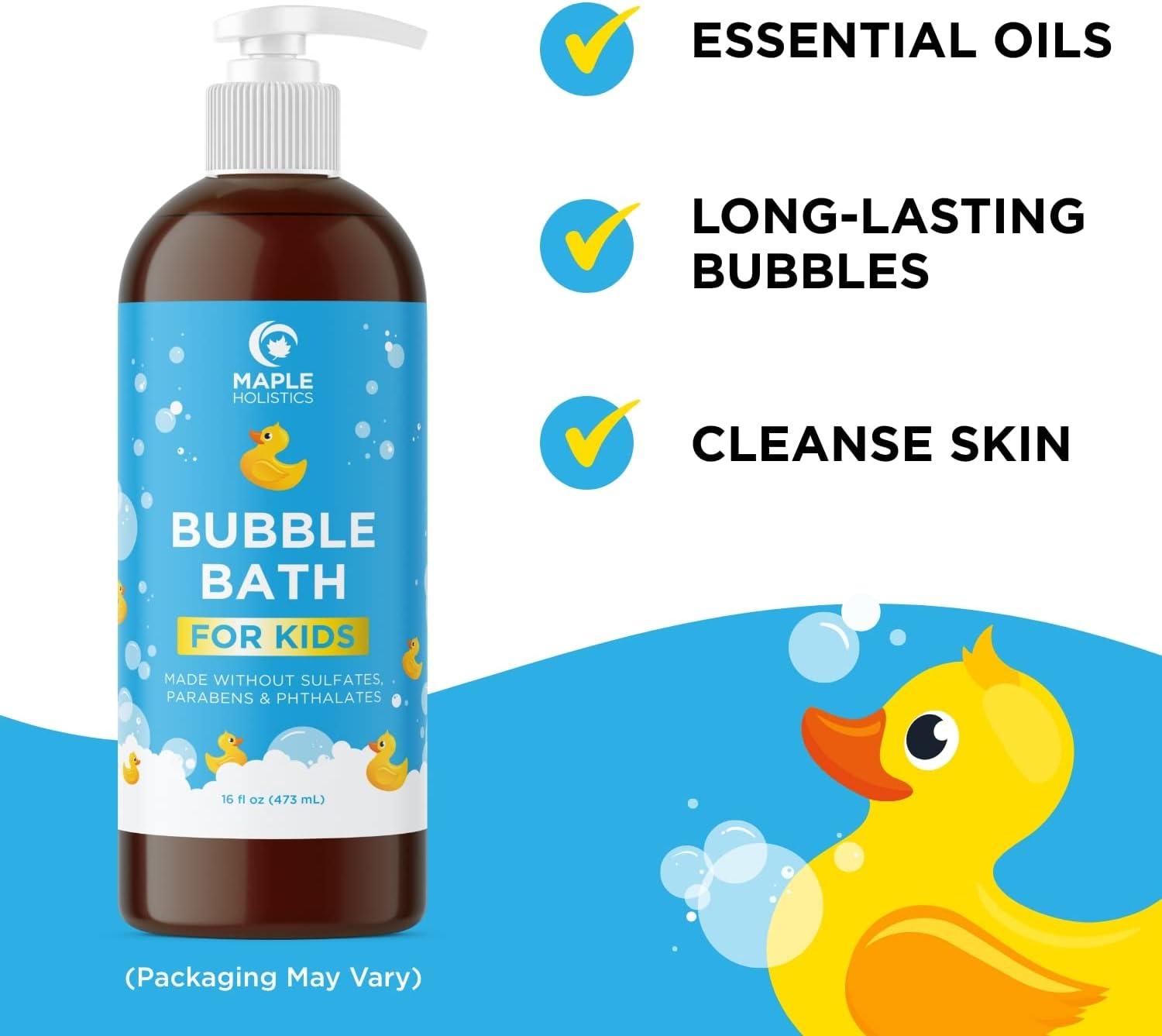 Sulfate Free Kids Bubble Bath 16oz - Vanilla Lavender Relaxing Bubble ...