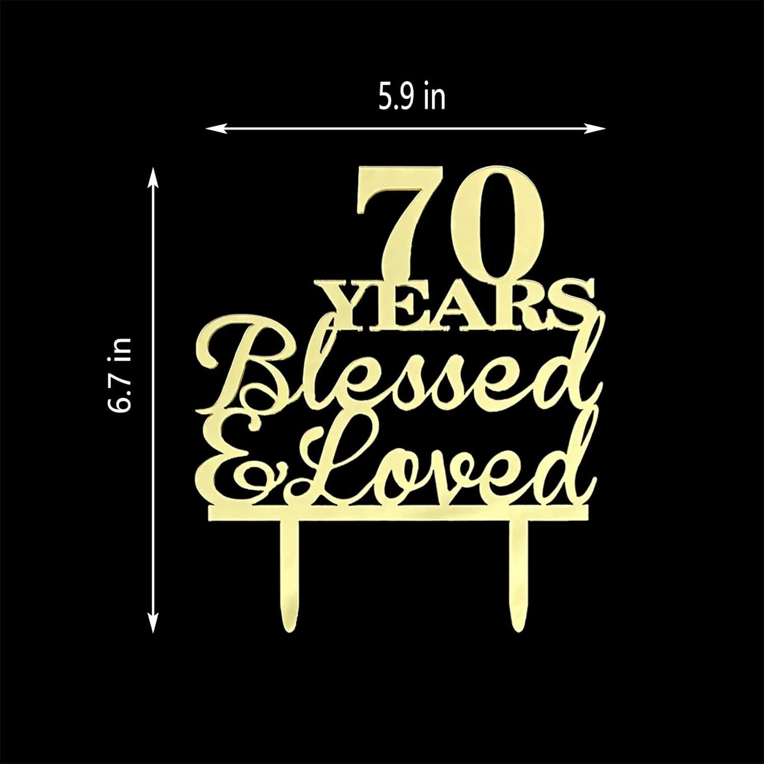 JIEEIN 70 Years Blessed & Loved Cake Topper - 70th Birthday Wedding ...
