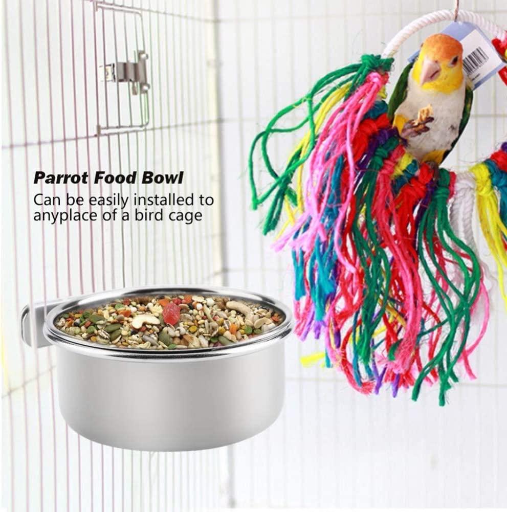 PINVNBY Stainless Steel Parrot Feeding Cups - Pack of 2 | Bird Food ...
