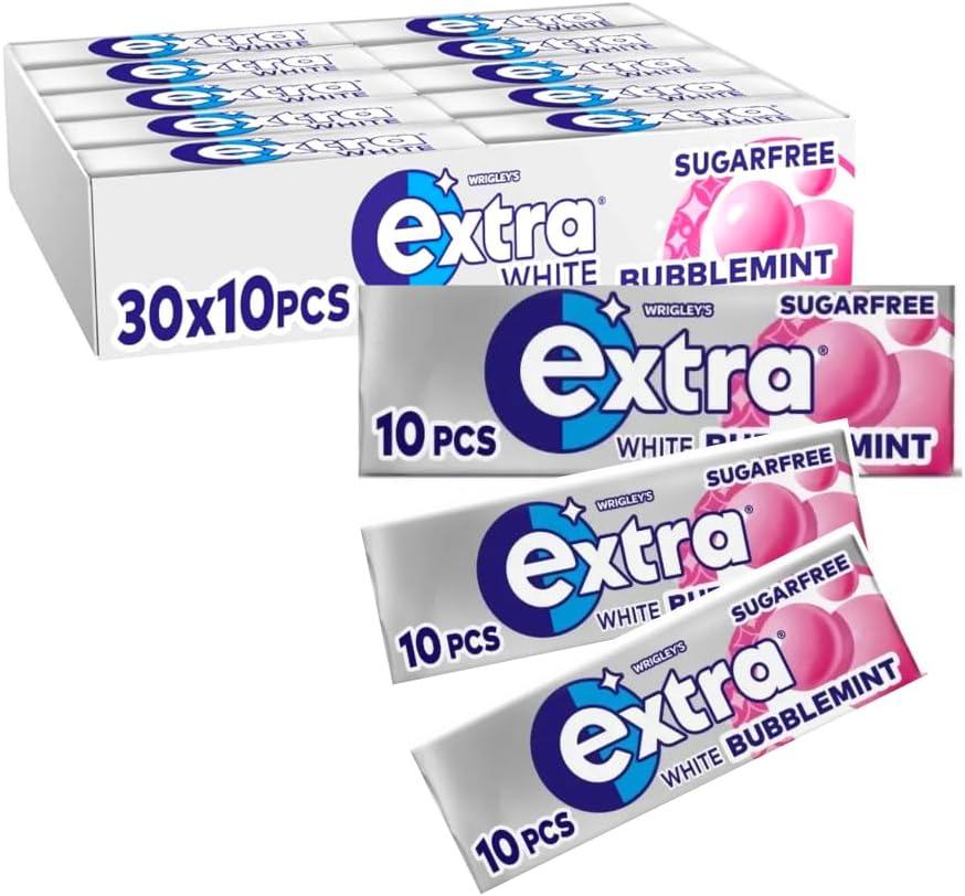 Extra White Bubblemint Sugarfree Chewing Gum Fruit and Mint Flavours ...