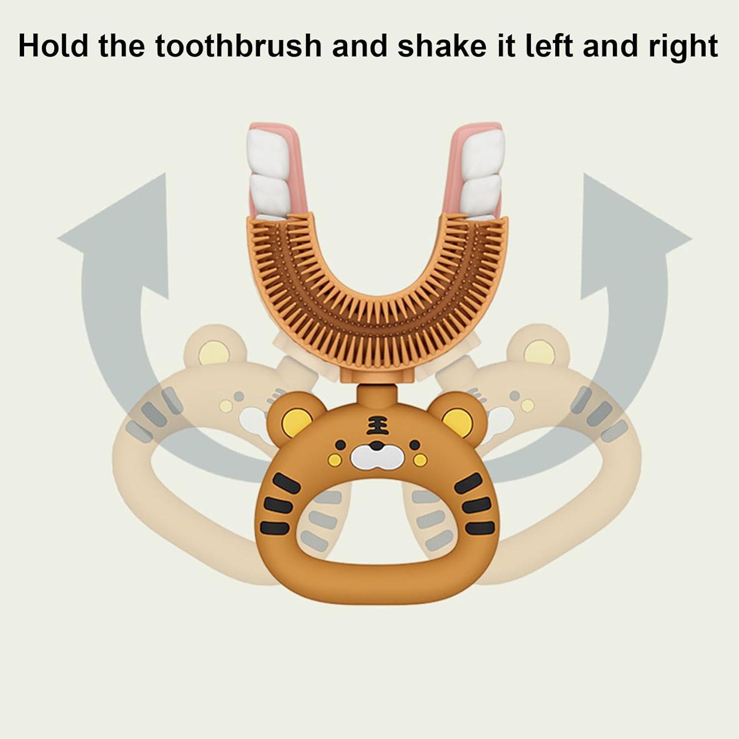 Beedozo U-Shaped Toothbrush for Children | Soft Silicone Cartoon Tiger ...