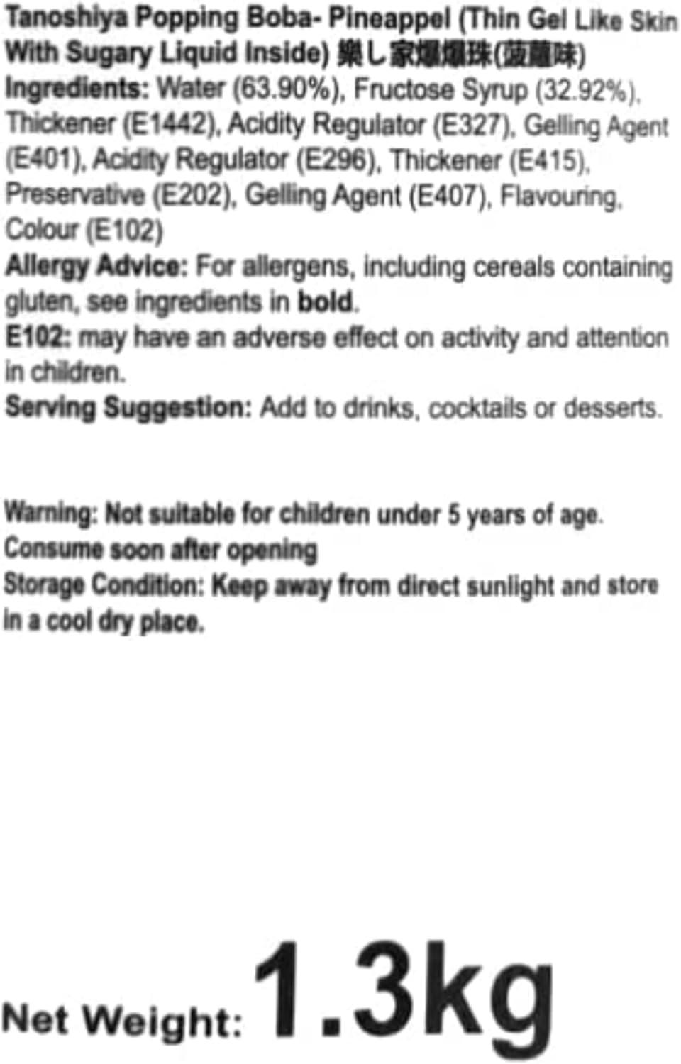 Tanoshiya Pineapple Popping Boba Pearls for Bubble Tea Dessert Toppings ...