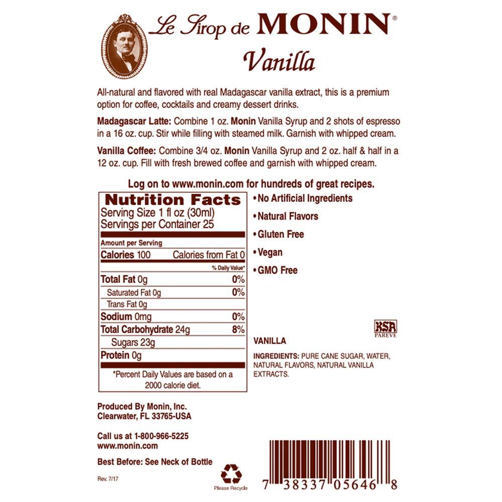 Monin - Vanilla Syrup, Versatile Flavor, Great for Coffee, Shakes, and ...