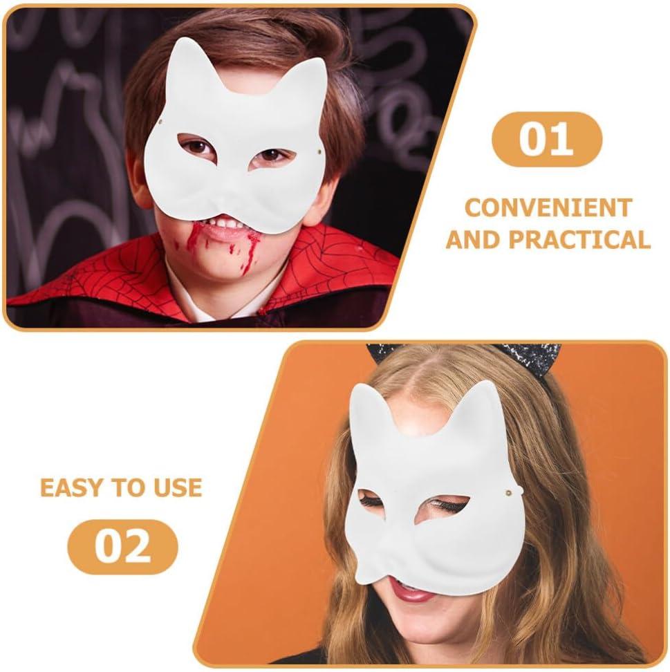 Paintable Kichvoe Cat Masks - 8 Pack Half-Face Carnival Masks for Dance ...