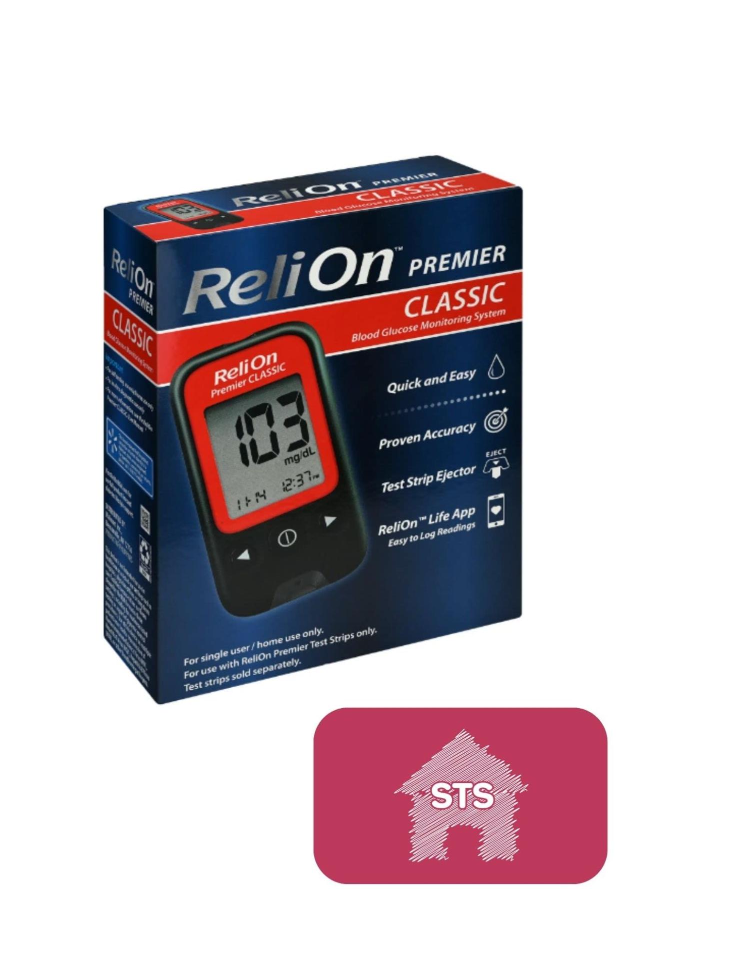 ReliOn Premier Classic Blood Glucose Monitoring System with STS Home ...