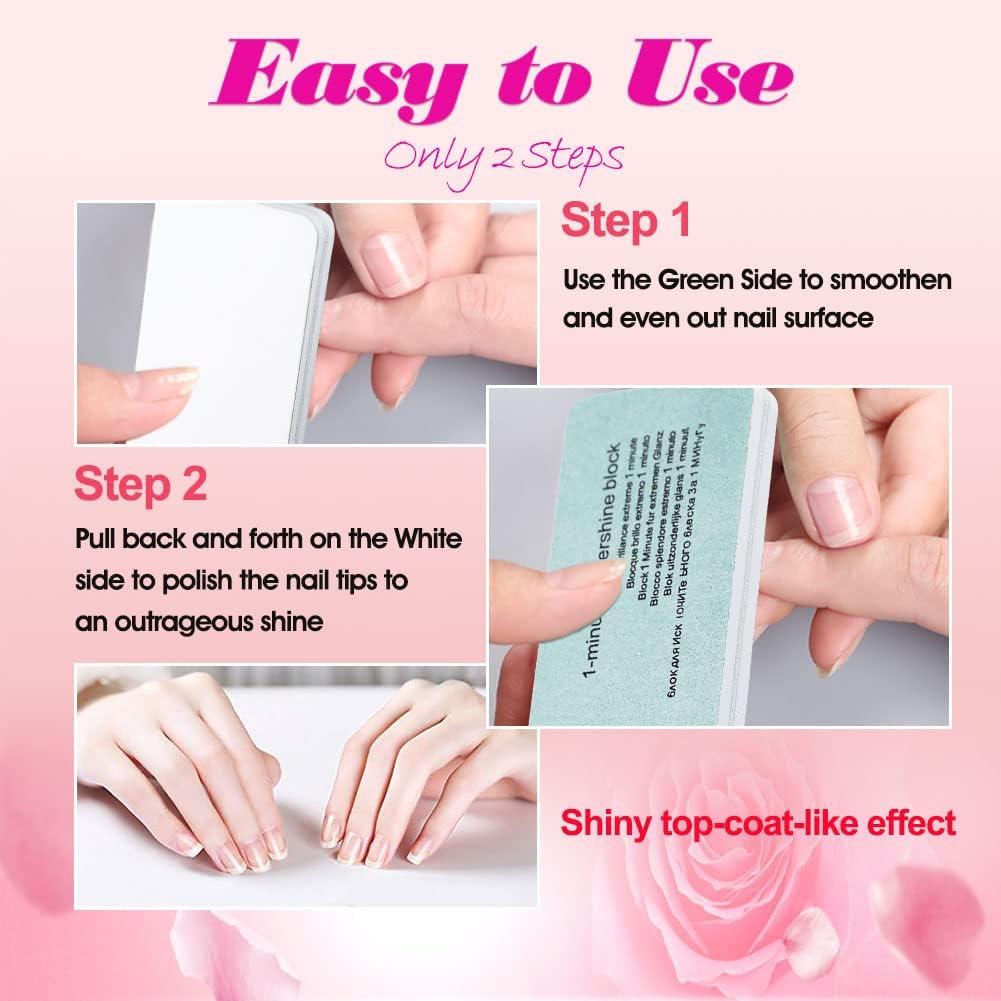 Nail Shiner Buffer Block Set - Professional 600/3000 Grit Nail File for ...