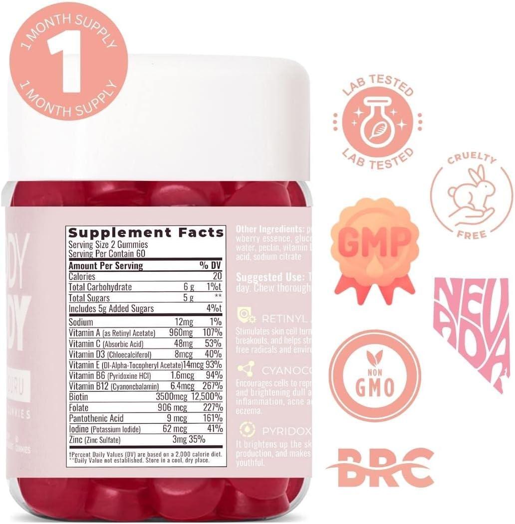 Body Skin Guru Gummy - Anti-Aging, Clear Skin, Acne Reduction 60ct ...