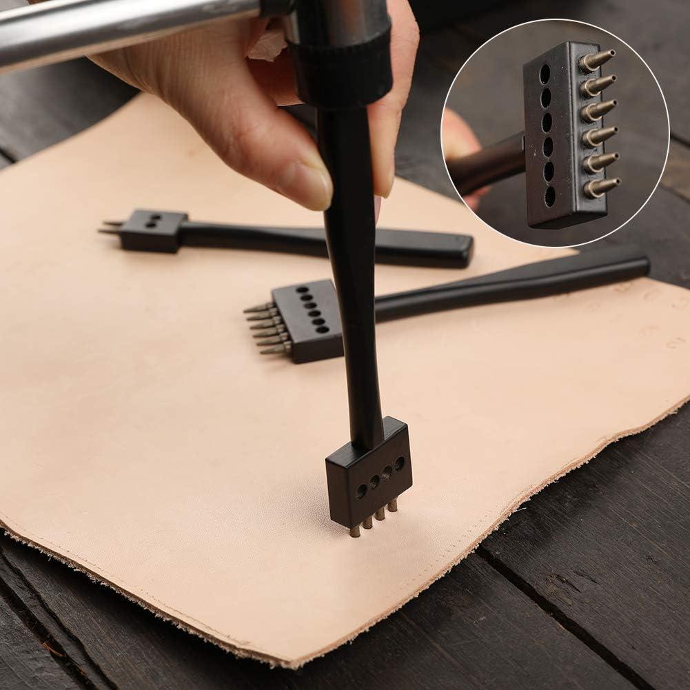 DIUDUS Black Leather Prong Punch Tool - 2/4/6 Prong 5mm Lacing ...